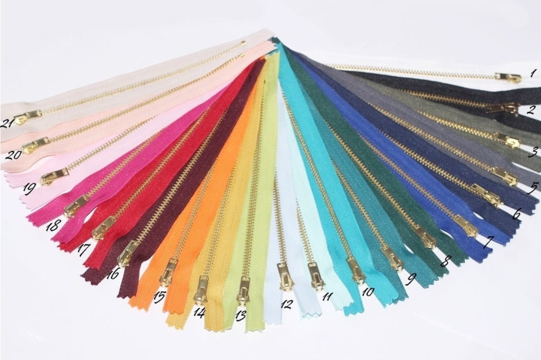 5 Pcs Metal Zippers With Gold Brass Teeth, 18-100cm (7-40inches), Jean ...
