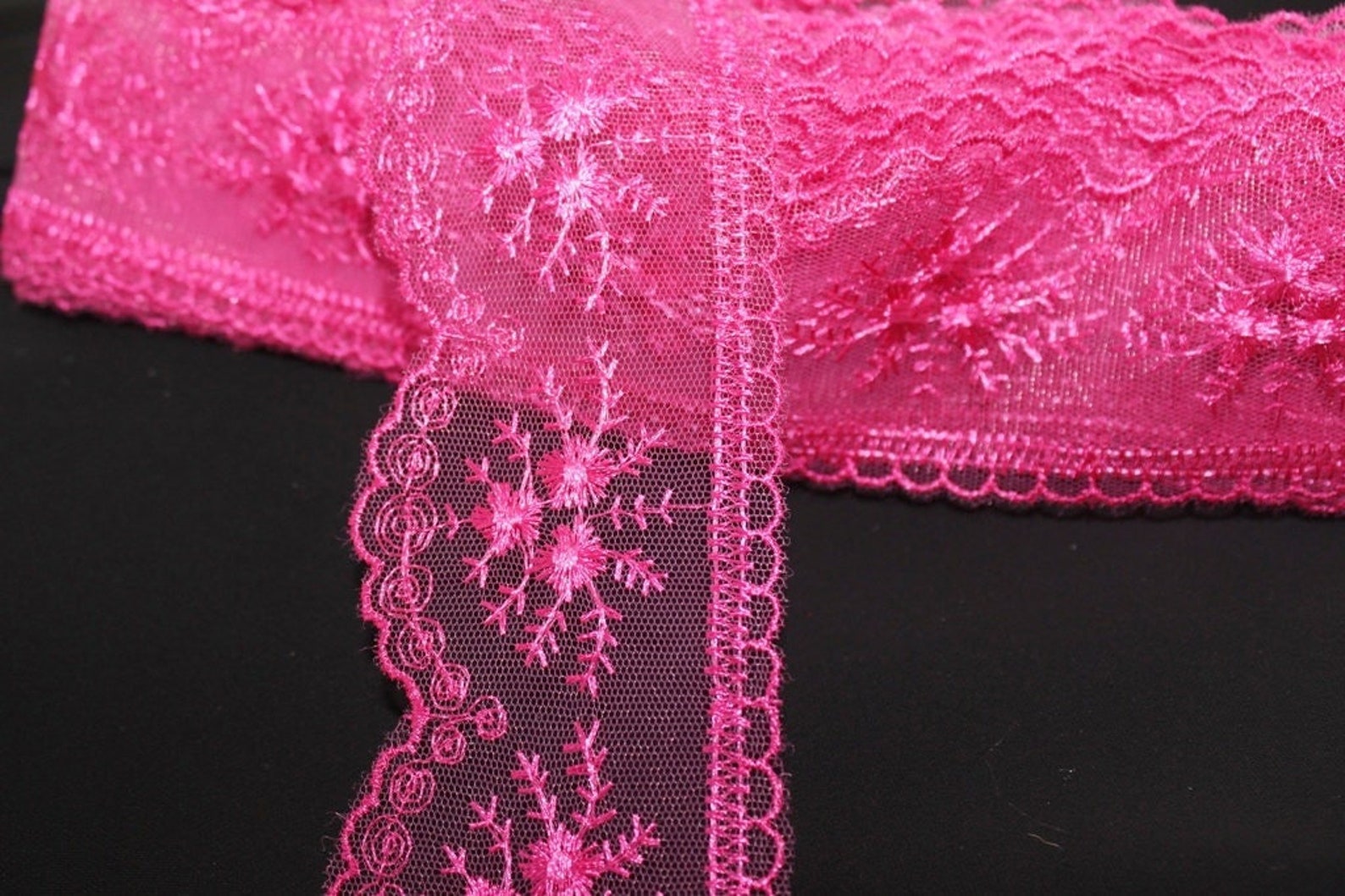 60 Mm Fuchsia Organza Lace Trim, Embroidered Lace, 2.35 Inches Lace ...