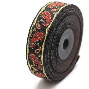 22 Mm Red Patterned Jacquard Trim (0.86 Inches, Drop Embroidered Trim ...