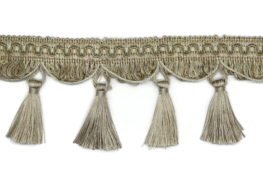 95 Mm Tassel Fringe Trim Light Brown, 3.74 Inches, Gimp Header, by the ...