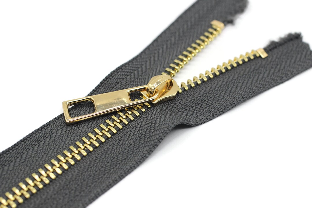 50 Pcs Dark Gray Metal Zippers With Brass Teeth, Tip #5, 18 Cm (7 ...