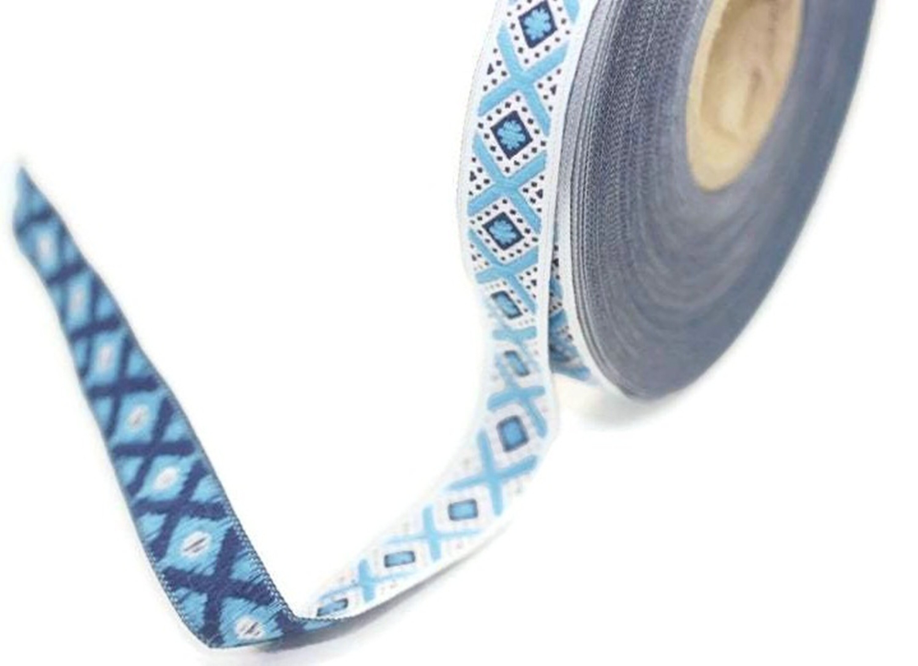 11 mm Blue&Light Blue Triangle Motive Jacquard ribbon 0.43 | Etsy