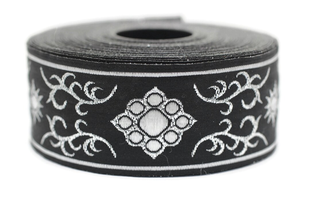 35 Mm Cat Paw Metallic Grey Jacquard Ribbons, 1.37 Inch, Native ...