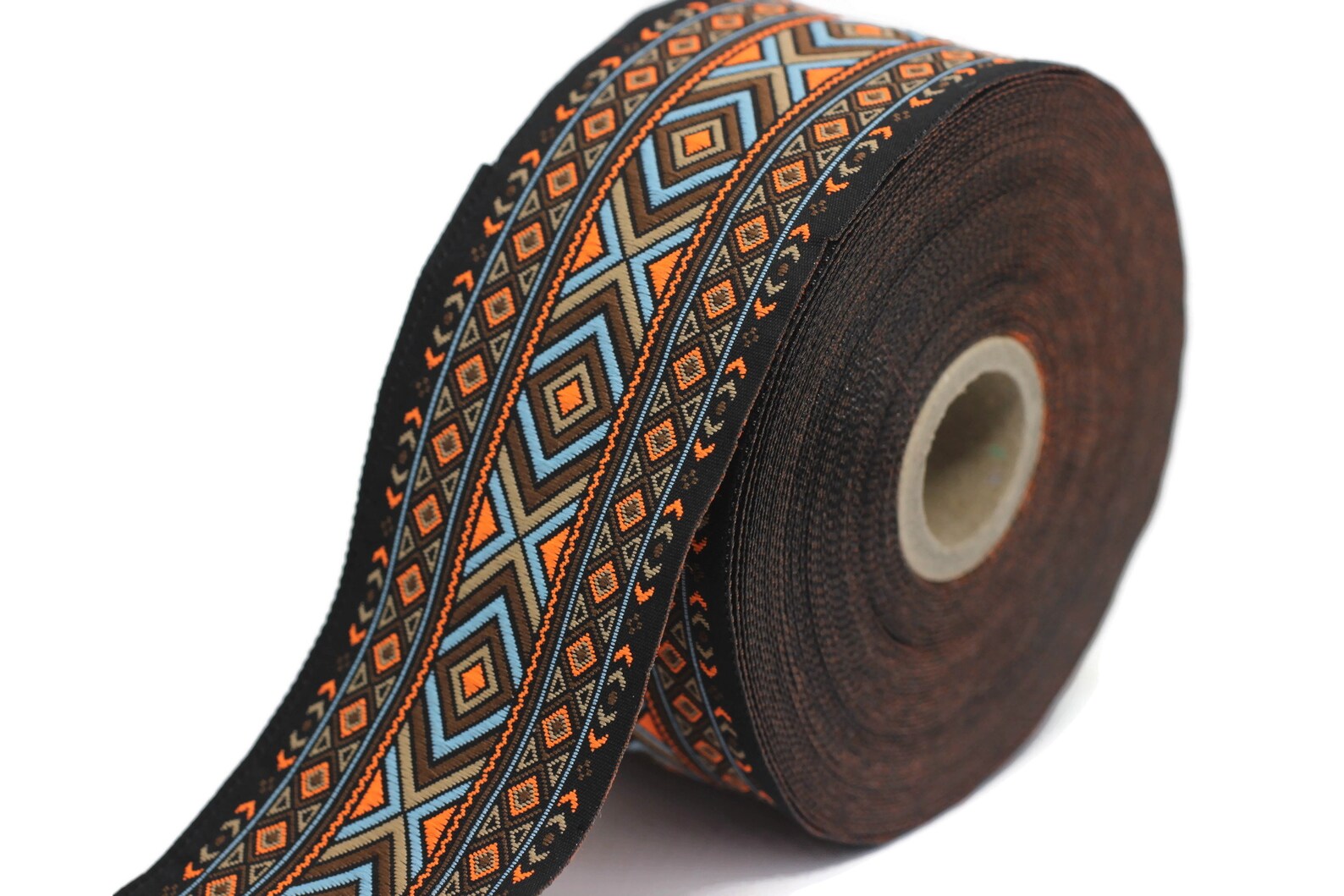 50 Mm Blue&orange African Motif Ribbon 1.96 Inches Vintage - Etsy