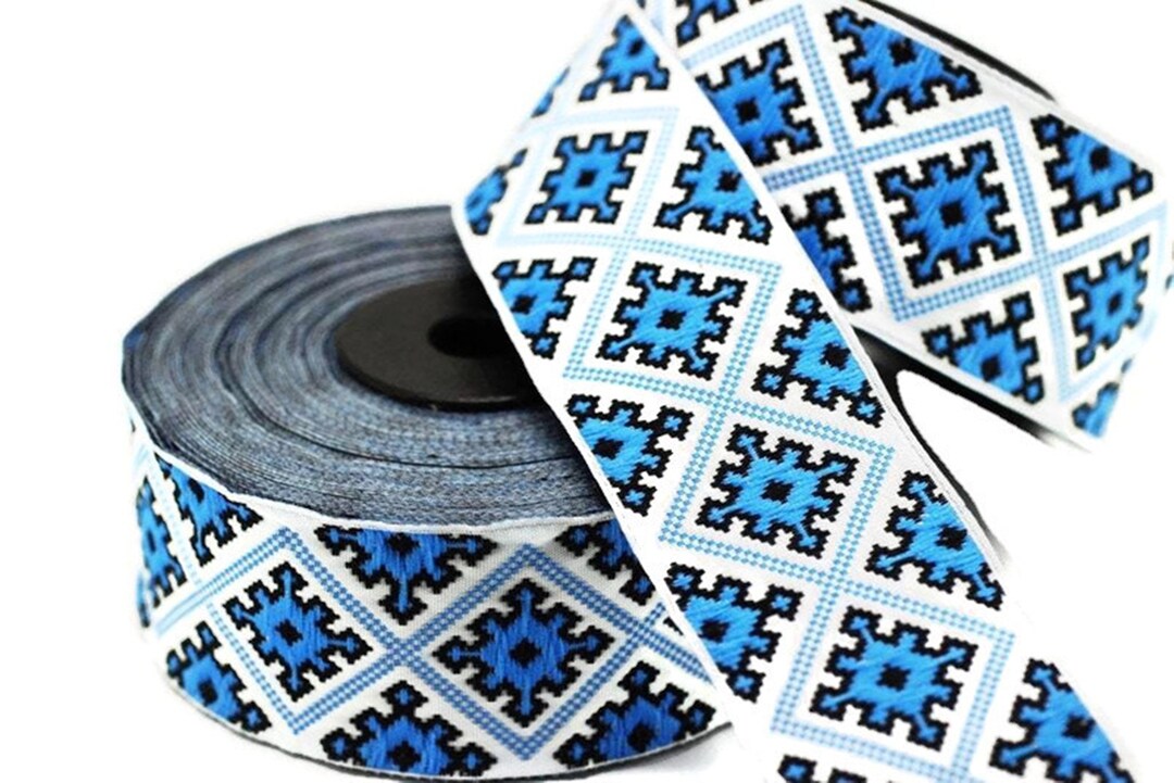 35 Mm Blue/white Snow Flake Ribbon 1.37 Inches Snow Flake - Etsy