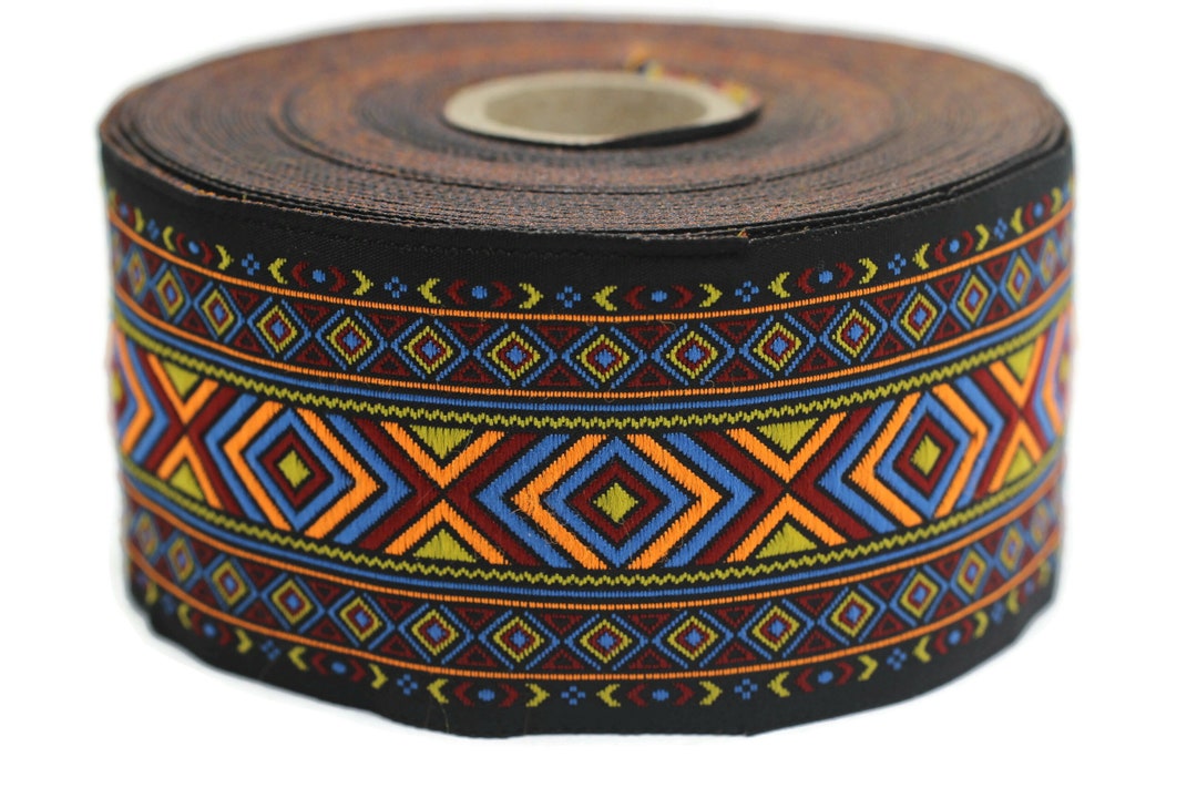 50 Mm Colorfull African Motif Ribbon (1.96 Inches), Vintage Jacquard ...