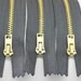 5 Pcs Gray Metal Zippers With Gold Brass Teeth, 18-100cm (7-40inches ...