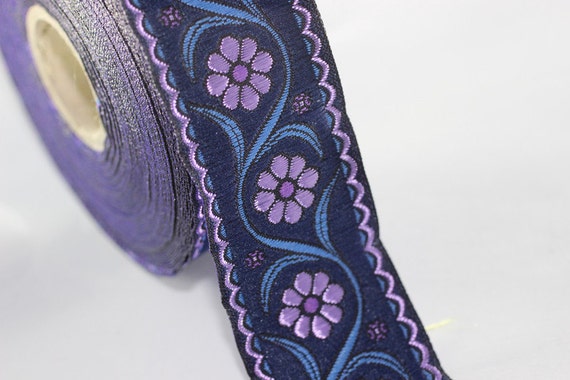 22 mm purple Floral Embroidered ribbon 0.86 inches Vintage | Etsy