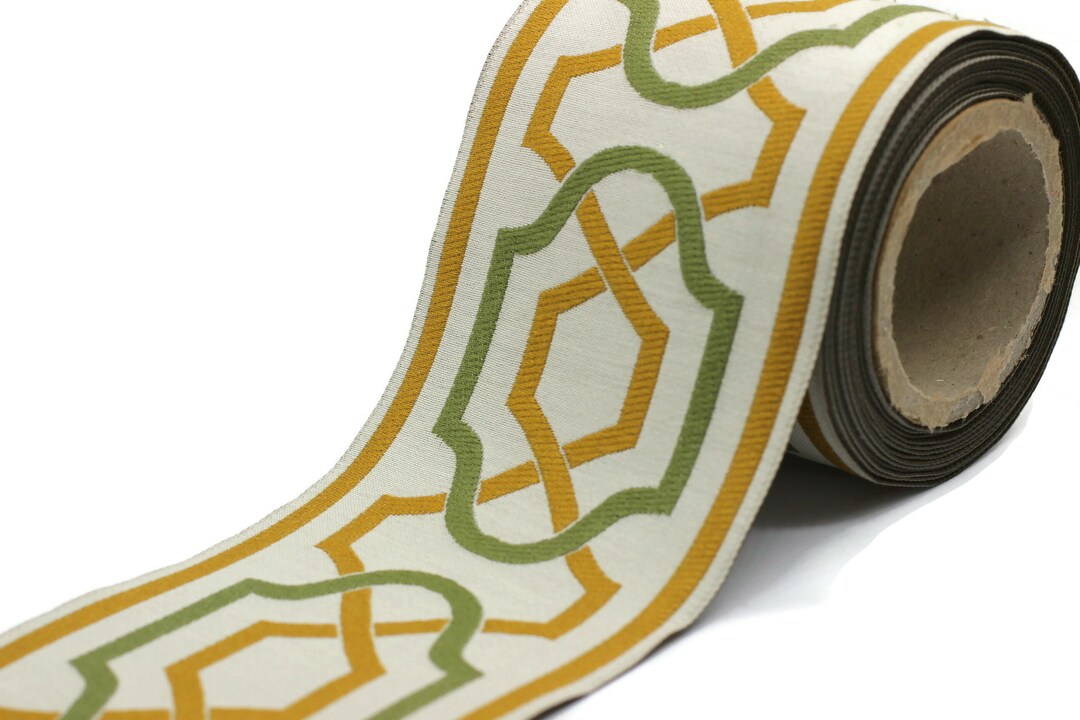 Green-orange 100 Mm Embroidered Ribbons (3.93 Inch), Jacquard Trims ...