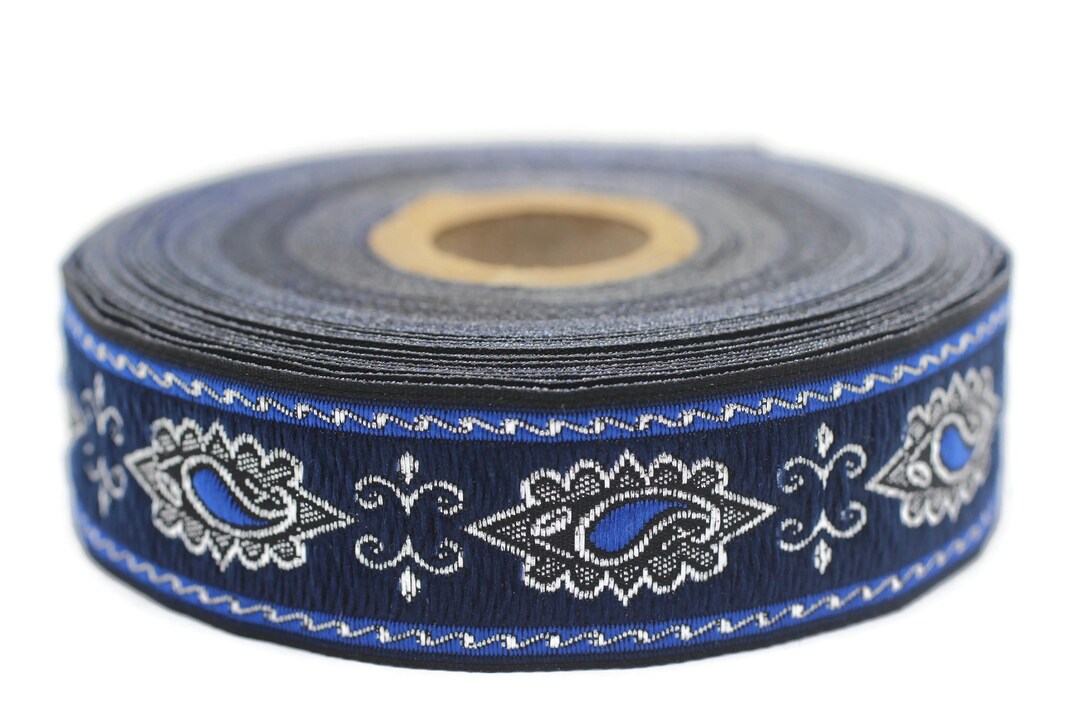 25 Mm Royal Blue Medieval Ribbon (0.98 Inches), Guitar Ribbon, Jacquard ...