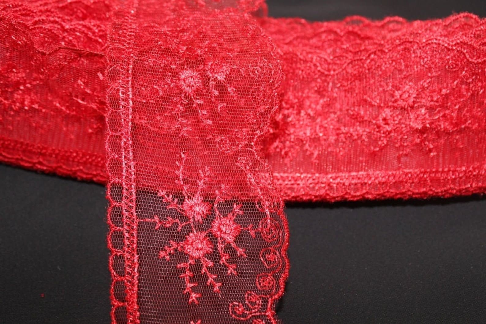 60 Mm Red Organza Lace Trim, Embroidered Lace, 2.35 Inches Lace Trim ...