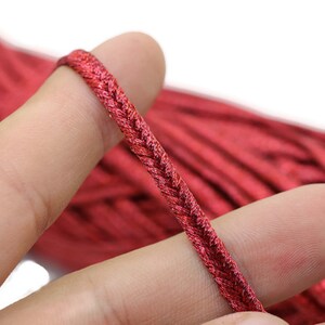 5 Mm Thick Soutache Cord, Metallic Red Braid Cord, 5 Mm Twisted Cord ...