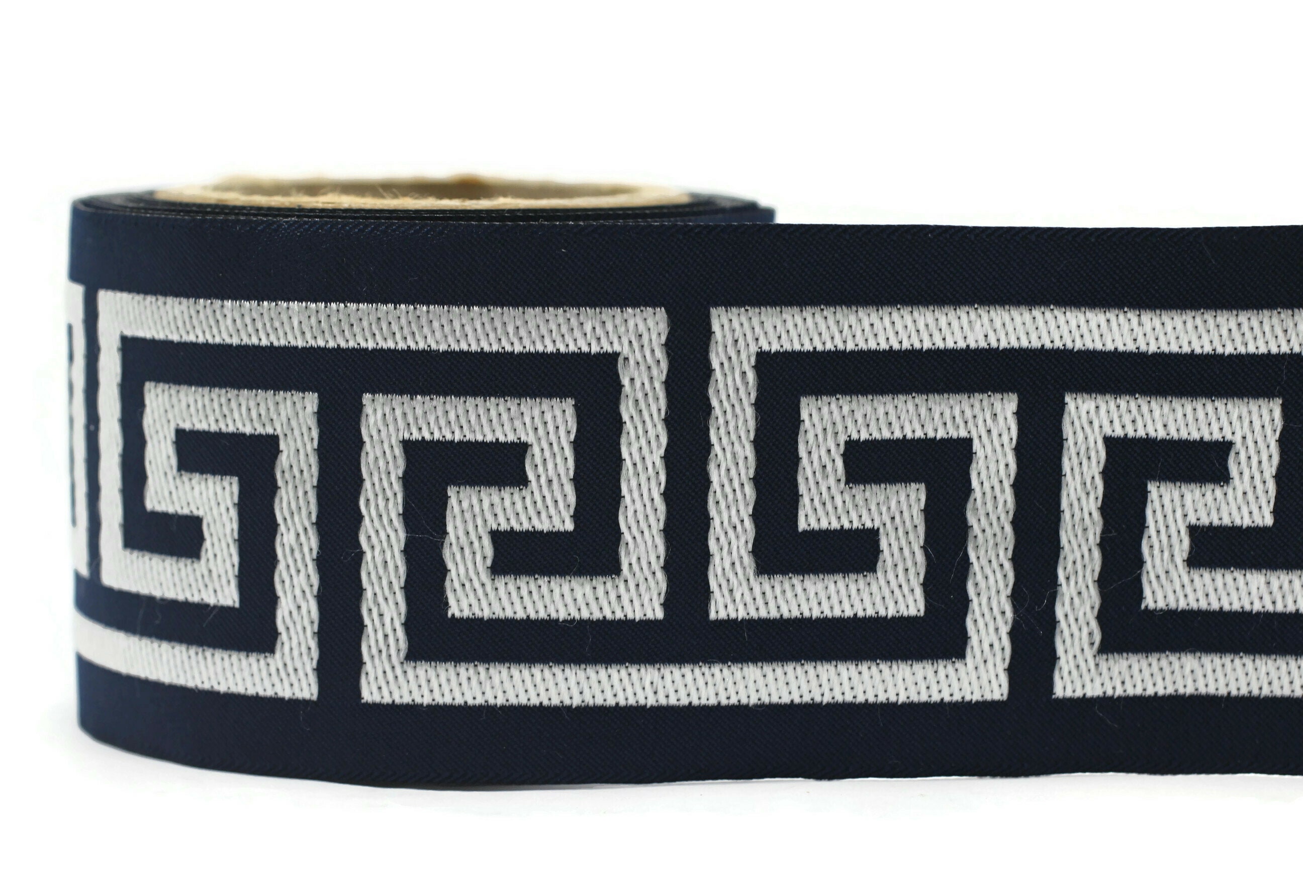 68 Mm Dark Blue Greek Key Ribbon Trim 2.67 Inch Jacquard - Etsy