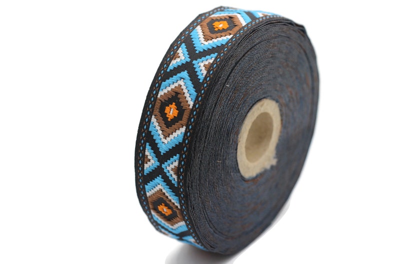 25 Mm Sky Blue Jacquard Trim (0.98 Inches), Vintage Ribbon, Decorative ...