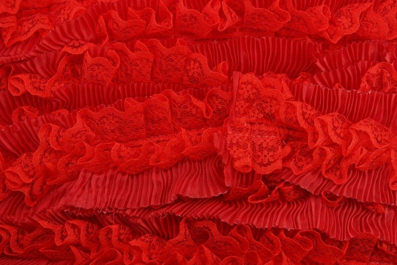 52 Mm Red Pleated Ruffle With Layer Pleated Ruffle Lace | Etsy