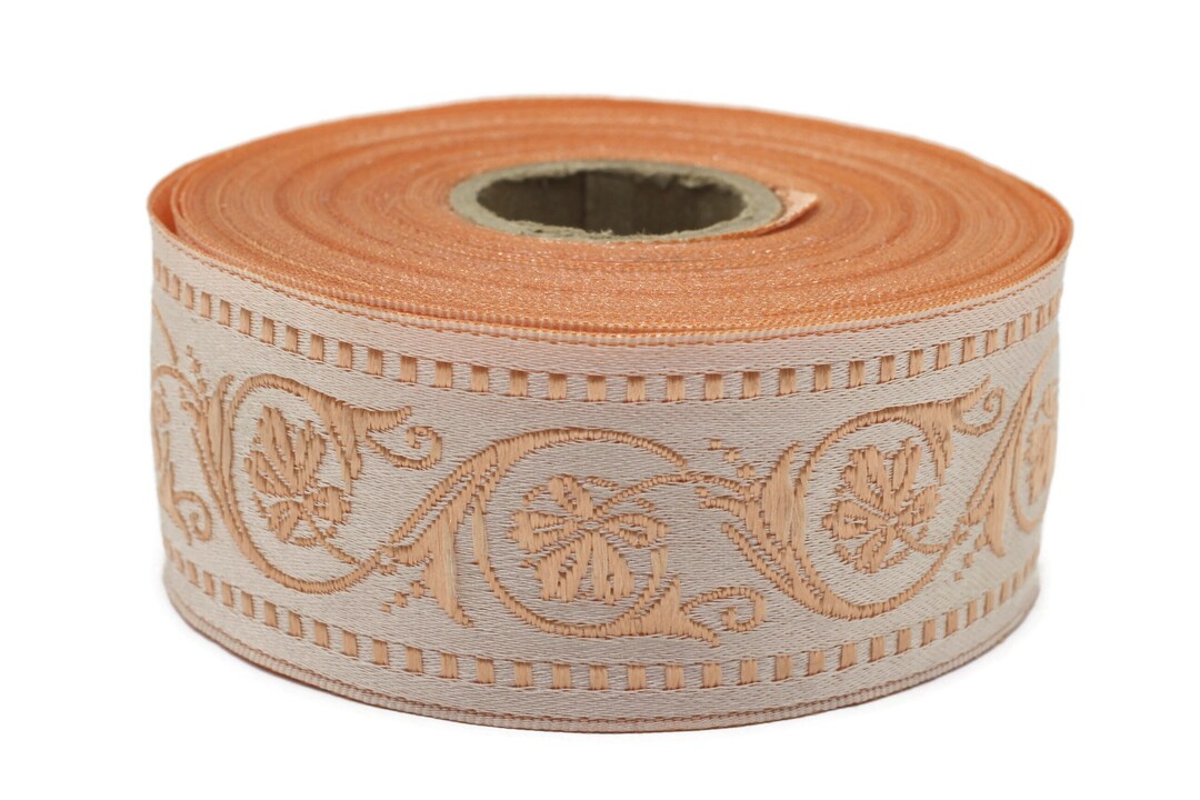 35 Mm Pale Orange Wildflower Ribbon, Jacquard Trims (1.37 Inches ...