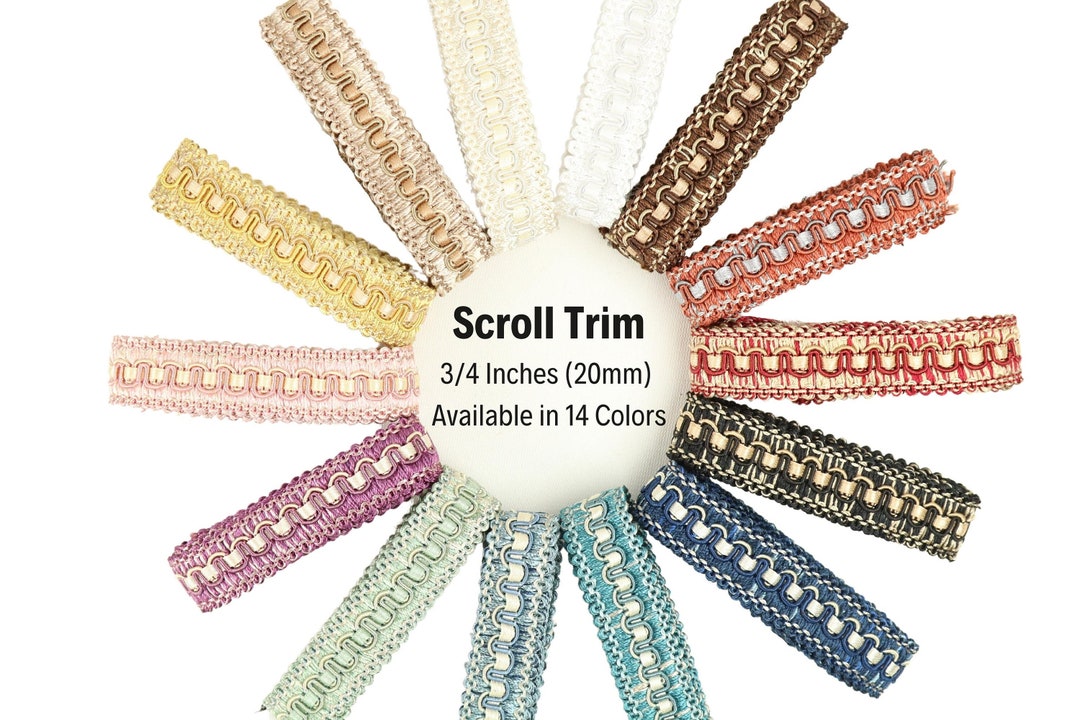 3/4 Inches Scroll Trim in 14 Colors, 20 Mm Elegant Gimp Braid Trim for ...