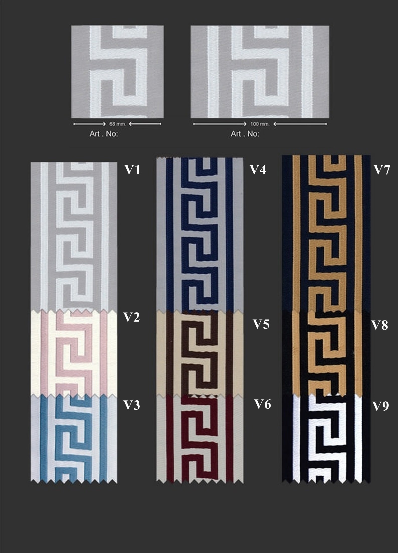 Choose Your 100 Mm Greek Key Ribbons (3.93 Inch), Meander Jacquard Trim ...