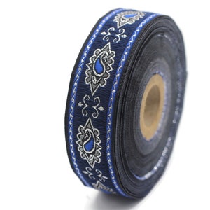 25 Mm Royal Blue Medieval Ribbon (0.98 Inches), Guitar Ribbon, Jacquard ...