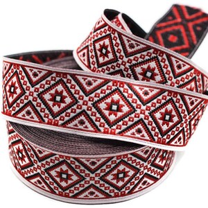 28 Mm Red/white Carpet Ribbon 1.10 Inch, Jacquard Ribbons, Jacquard ...