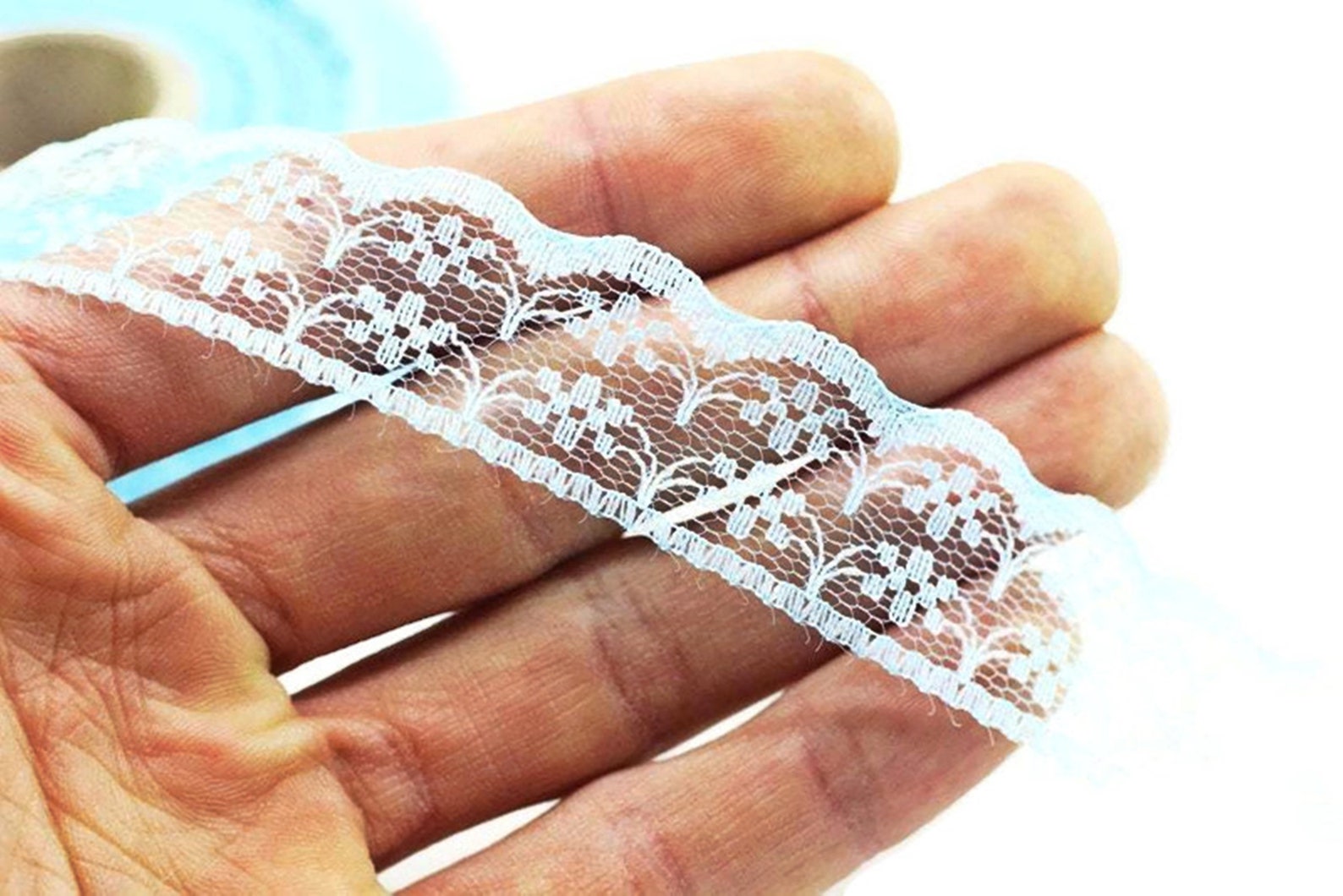 25 Mm Blue Lace Trim, Seam(0.98 Inches) Binding Hem Tape Chantilly Lace ...