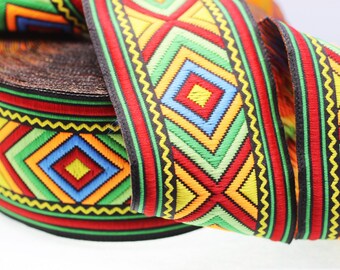 50 mm Colorfull African Motif Ribbon 1.96 inches Jacquard