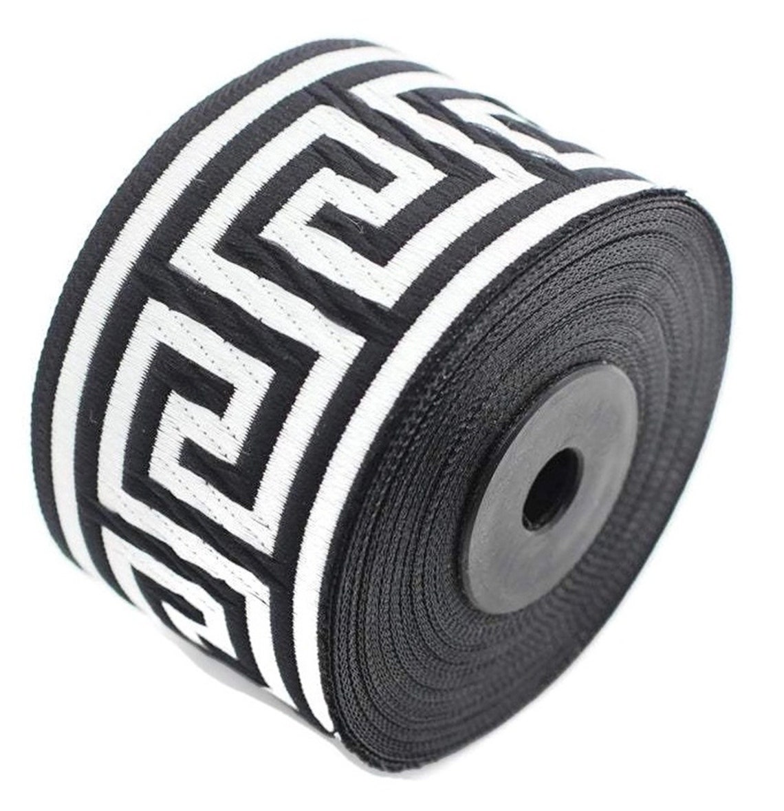 50 Mm Black/silver Greek Key Ribbon, Jacquard Trims (1.96 Inches ...