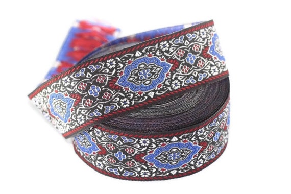 25 mm Blue Medieval Motive Woven Border 0.98 inches | Etsy