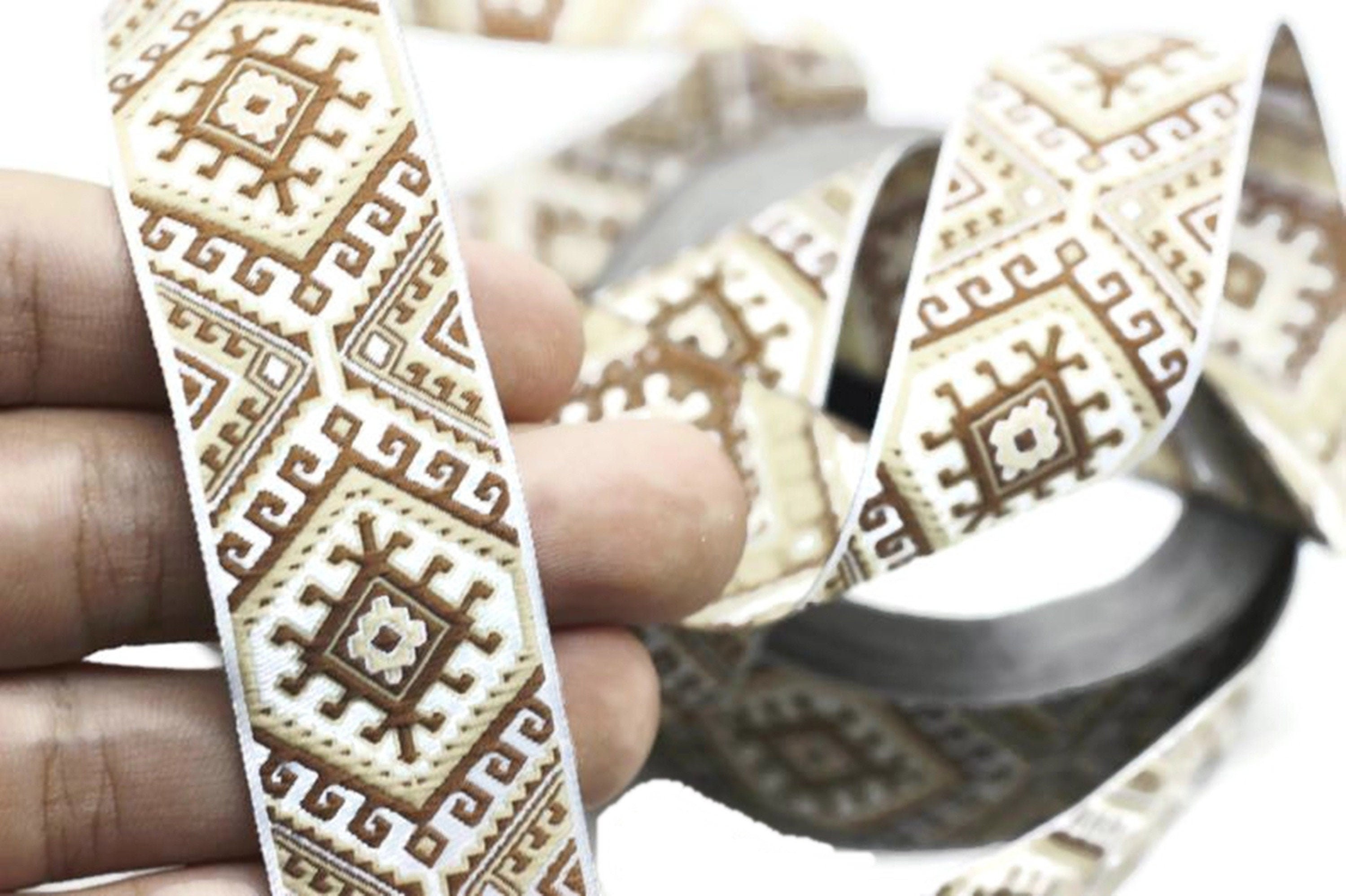 25mm Brown Embroidered Ribbon Jacquard Ribbon 0.98inc - Etsy