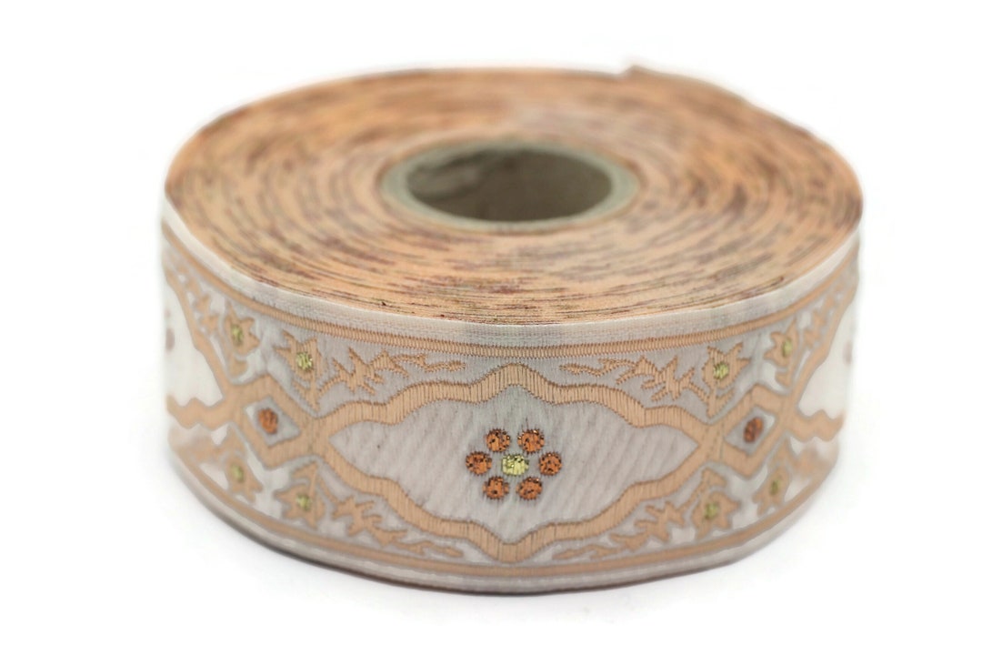 35 Mm Andalusia Orange Jacquard Ribbon, (1.37 Inches), Trim by the Yard ...