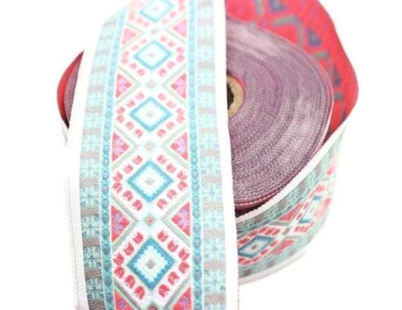 50 Mm Colorfull Geometric Motif Ribbon 1.96 Inches Vintage | Etsy