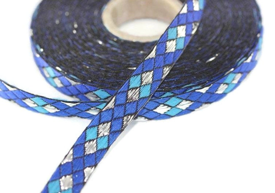 12 Mm Blue Triangle Motive Jacquard Border 0.47 Inches - Etsy