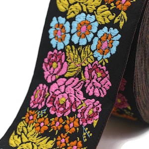 50 Mm Colorful Floral Embroidered Ribbon 1.96 Inches Vintage - Etsy