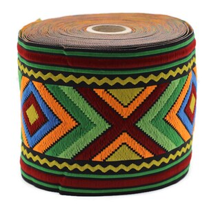 100 Mm Colorful African Motif Ribbon (3.93 Inches), Vintage Jacquard ...