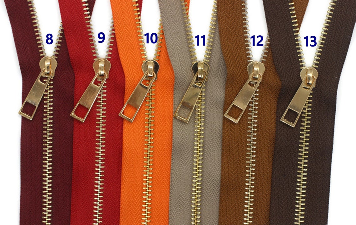 Metal Zippers With Gold Brass Teeth, Tip #5, 18-100cm (7-40inc, Bag ...