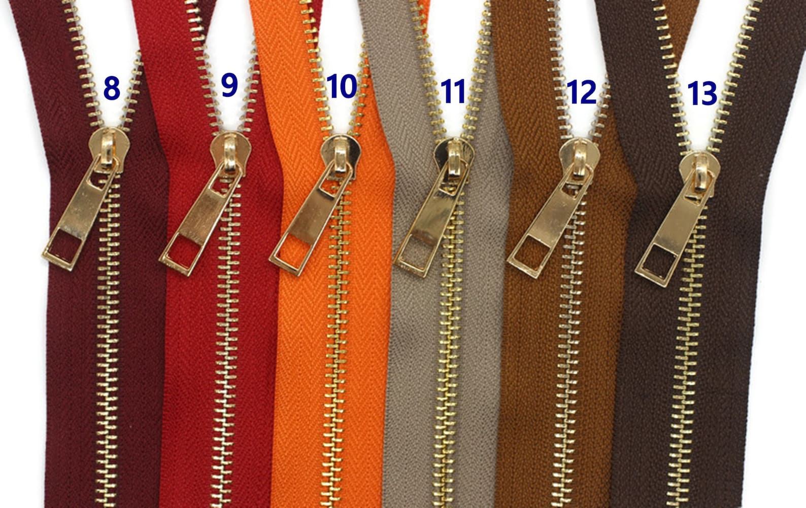 Metal Zippers With Gold Brass Teeth, Tip #5, 18-100cm (7-40inc, Bag ...