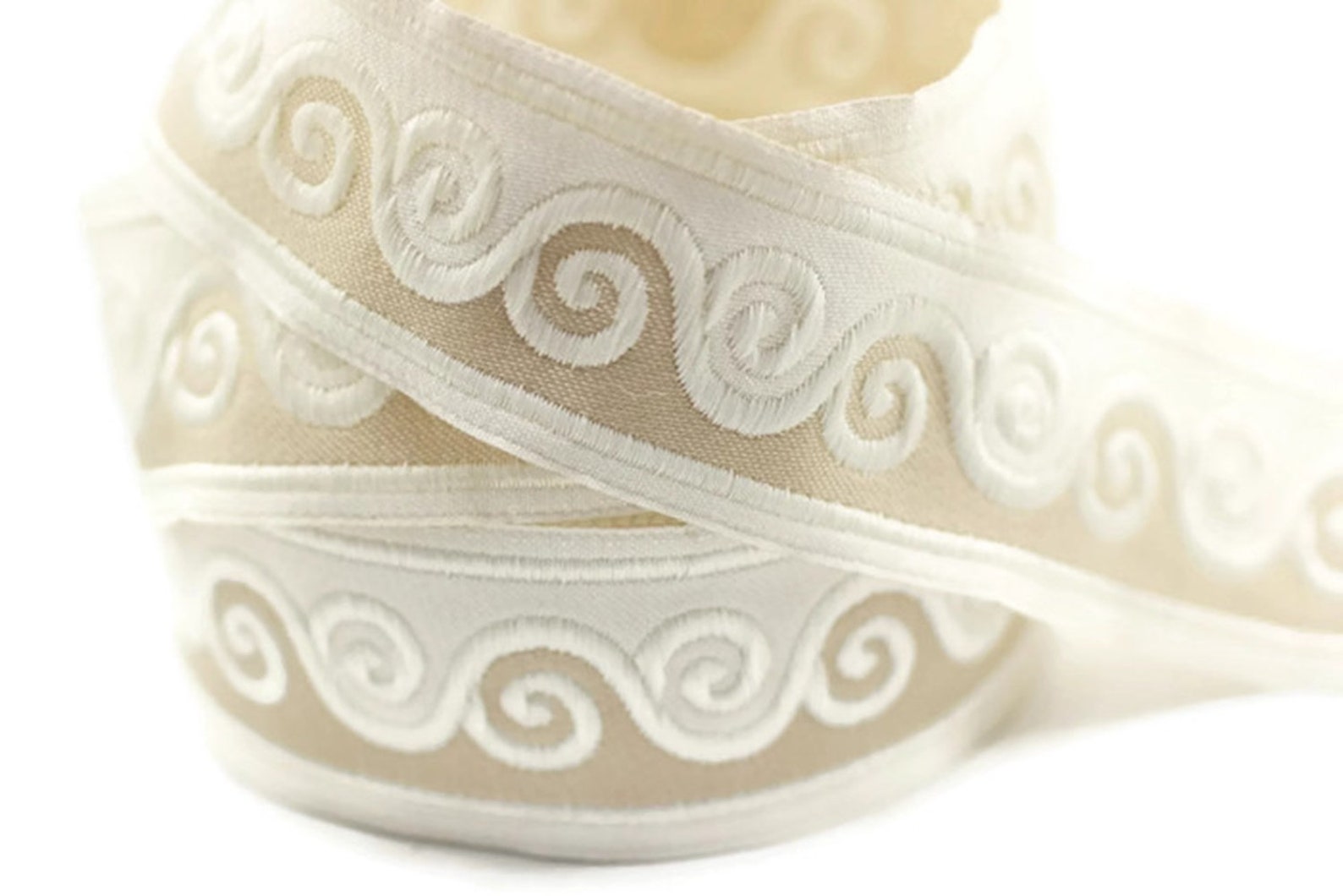 35 Mm Light Brown Scroll Jacquard Trim 1.37 Inches Native | Etsy