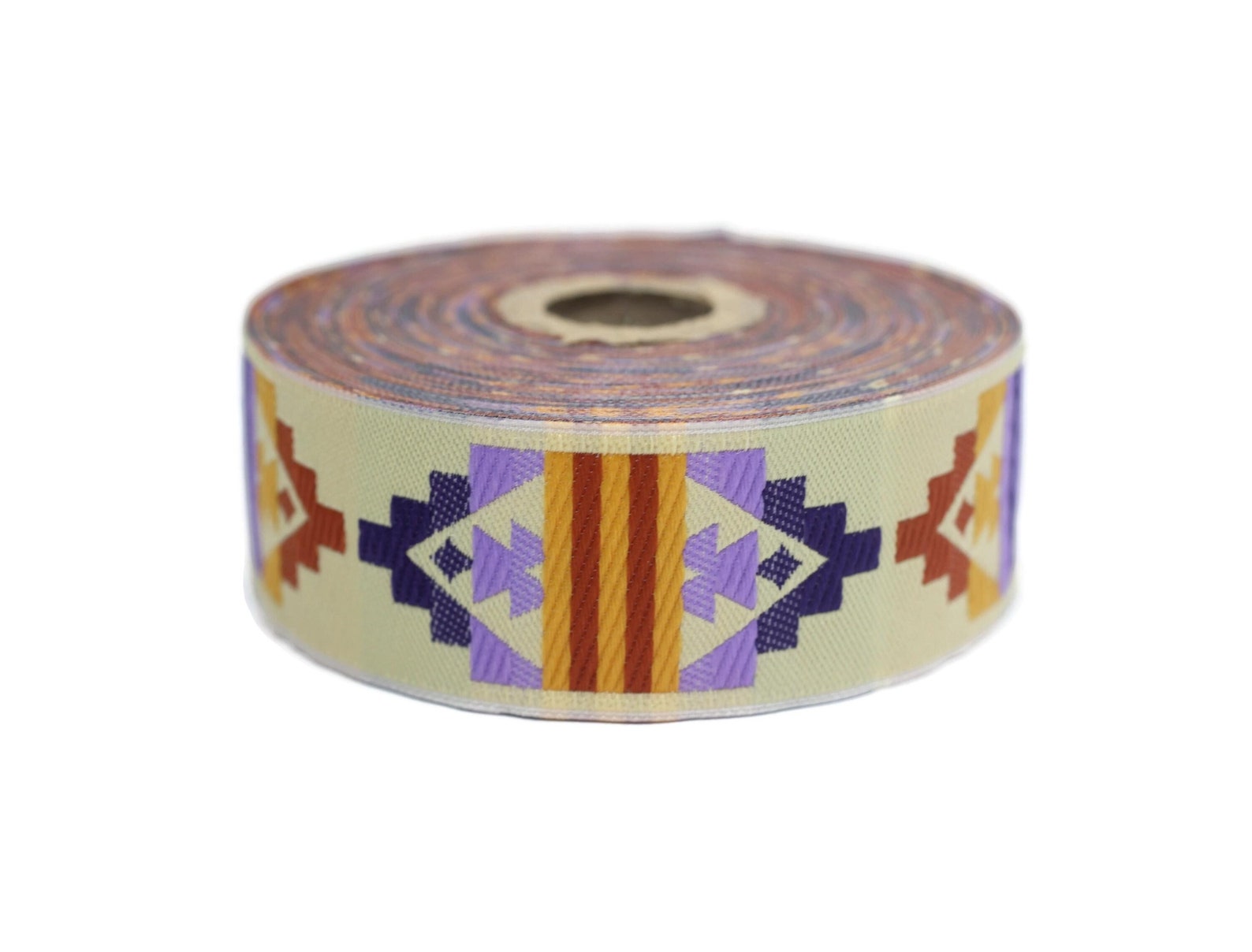 1.37" (35mm) Purple Orange Aztec Woven Trim, Southwestern Decor, Native ...