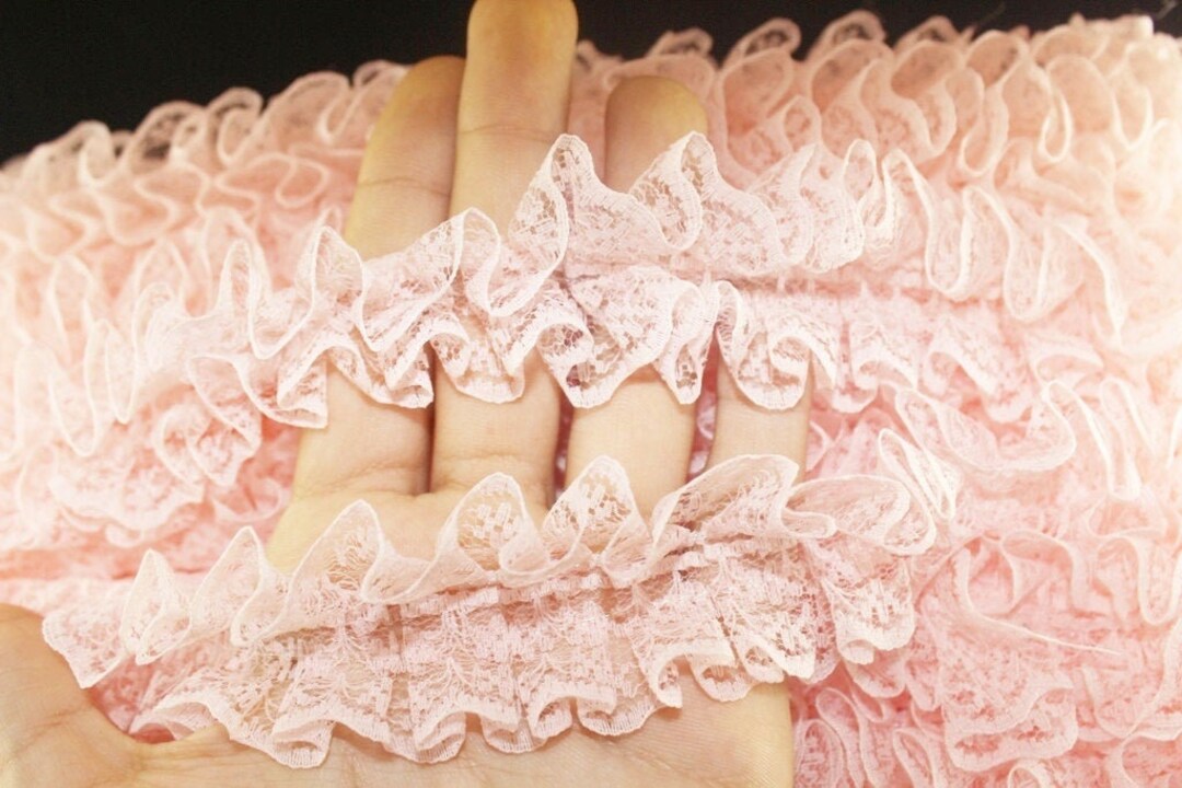 45 Mm Powder Pleated Ruffle , Lace Trim, Lettuce Edge Trim, Embroidered ...
