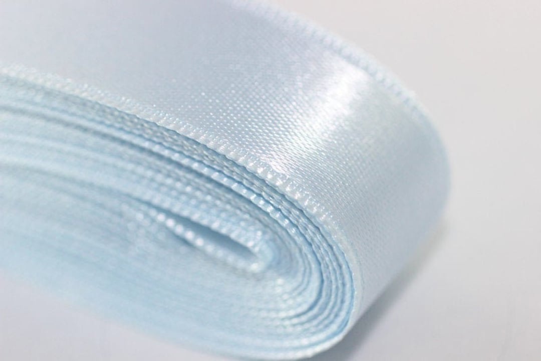 10 Meters (10.9 Yrd) Ice Blue Satin Ribbon, Double Sided Ribbon, Silky ...