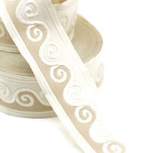 35 Mm Light Brown Scroll Jacquard Trim 1.37 Inches Native | Etsy