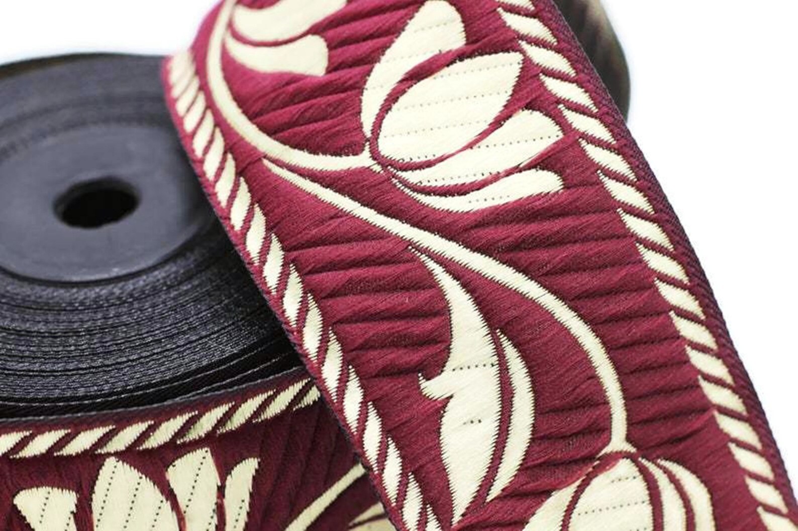 50 Mm Gold&claret Red Jacquard Ribbons Tulips Ribbons 1.96 - Etsy