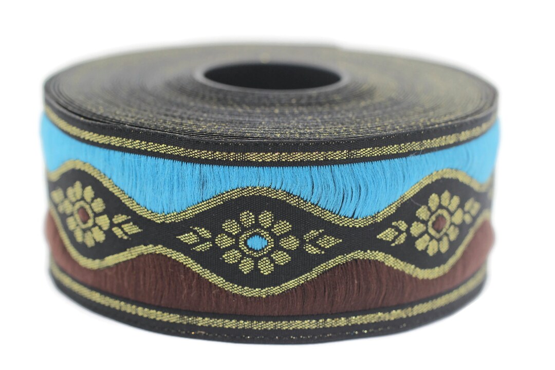 35 Mm Blue Royal Blossom Ribbon (1.37 Inches), Flower Embroidered ...