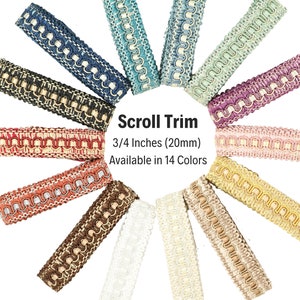 3/4 Inches Scroll Trim in 14 Colors, 20 Mm Elegant Gimp Braid Trim for ...
