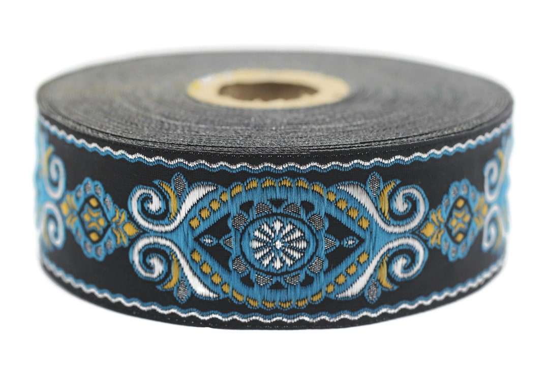 35 Mm Blue&black Jacquard Ribbon (1.37 Inches), Jacquard, Decorative ...