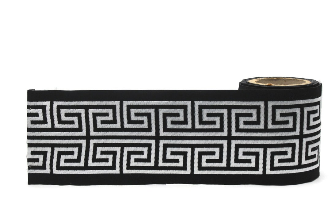 100 Mm Black Elegant Greek Key Border, Curtain Trims, Sewing Trim ...