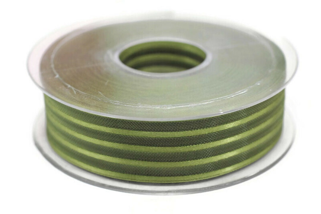 Olive Green Satin Edged Organza Ribbon, 20 Meters 25mm Organza Sheer ...