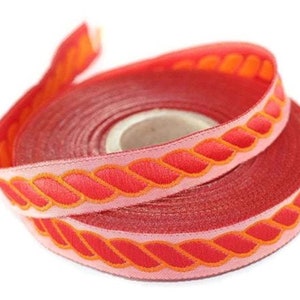 14 Mm Red Spiral Jacquard Trim (0.55 Inches), Decorative Craft Ribbon ...