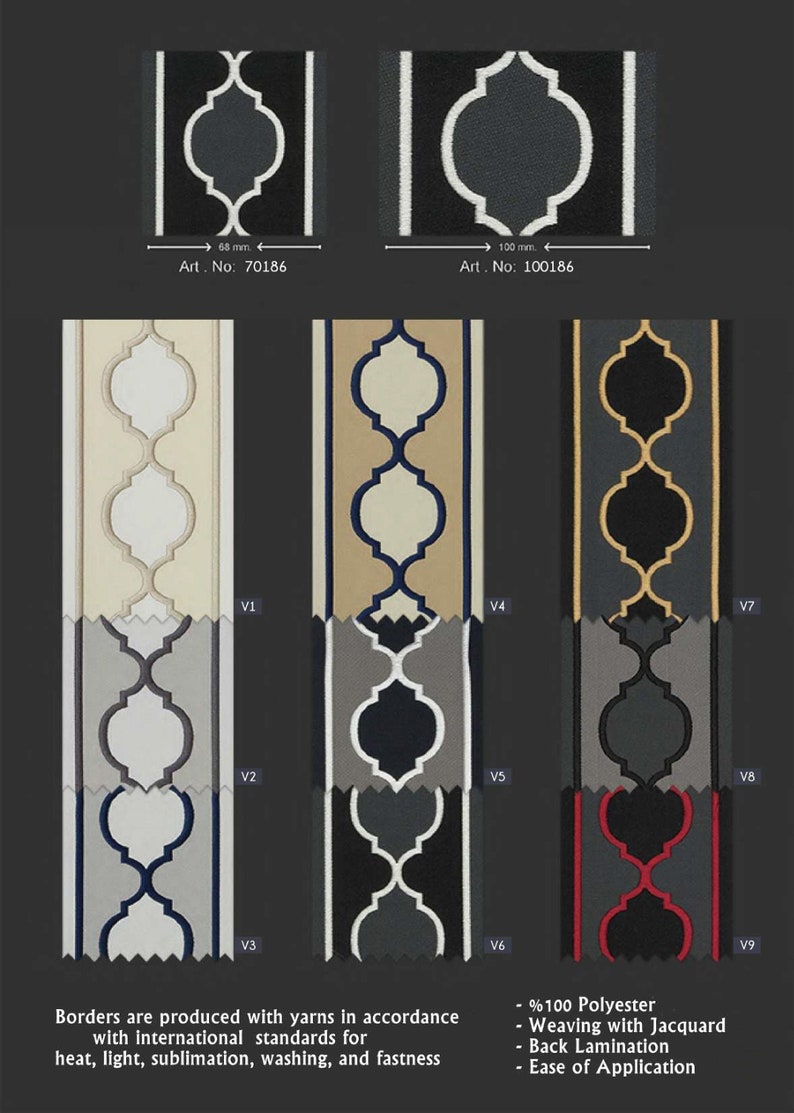 100 Mm Geometric Jacquard Trims for Your Drapes, Upholstery Fabric ...