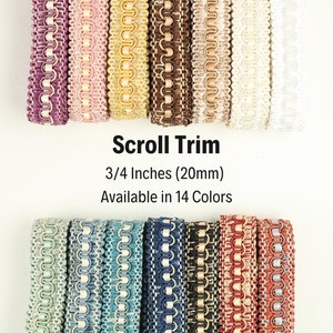 3/4 Inches Scroll Trim in 14 Colors, 20 Mm Elegant Gimp Braid Trim for ...